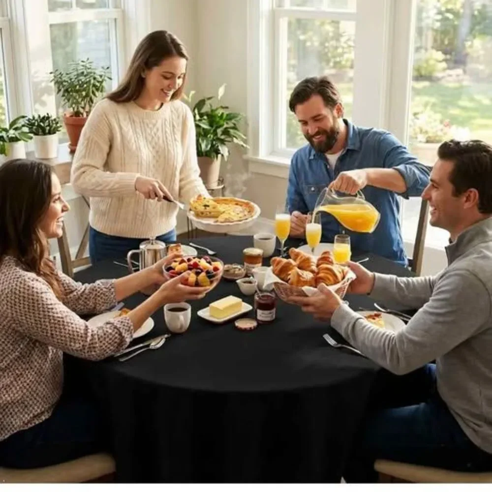 Unbranded | Dining | 2 Pack Black Round Tablecloth 9 Inch Stain Wrinkle ...